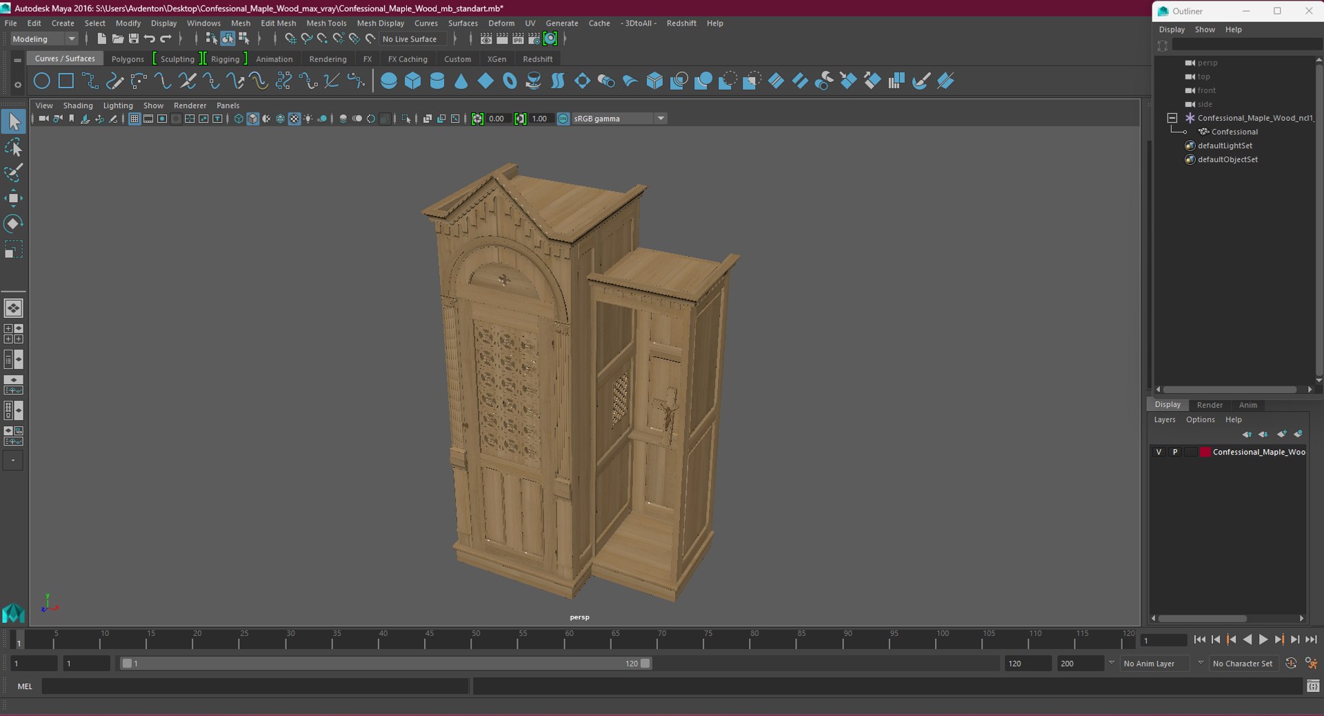 3D Confessional Maple Wood - TurboSquid 2238371