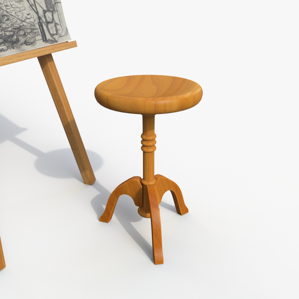 3D easel stool - TurboSquid 1164331
