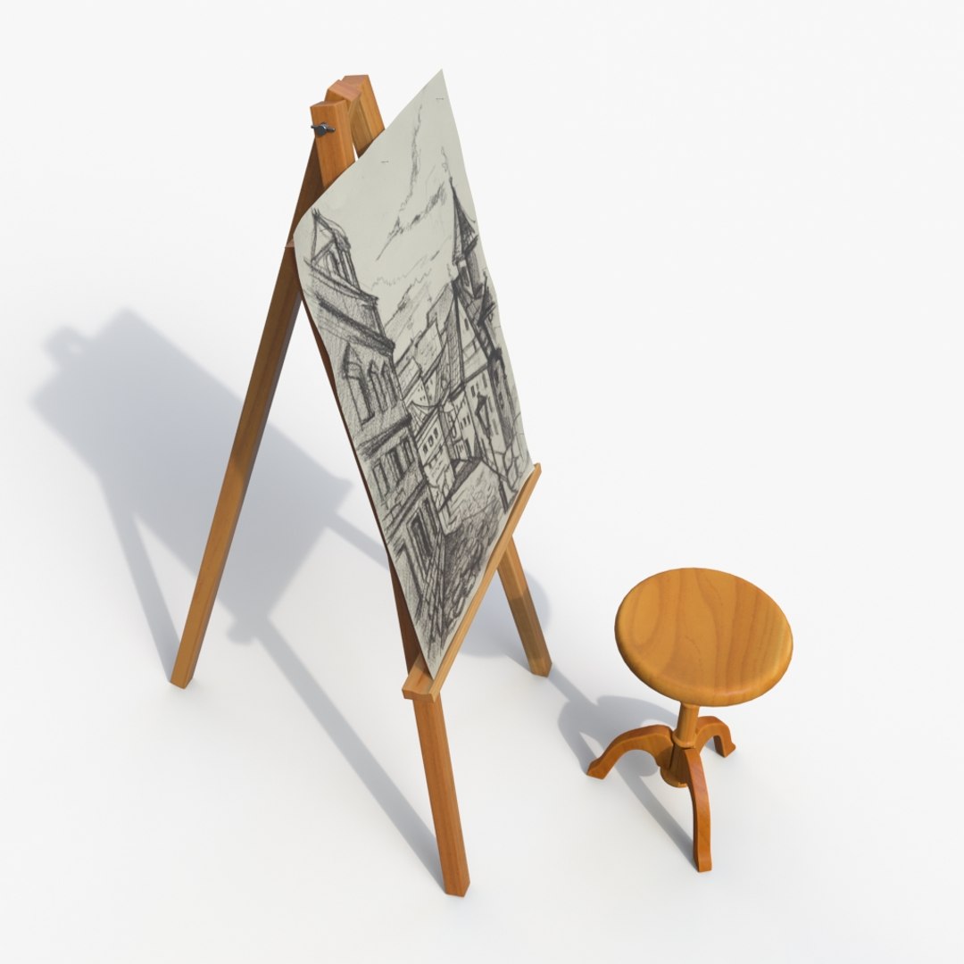 3D Easel Stool - TurboSquid 1164331