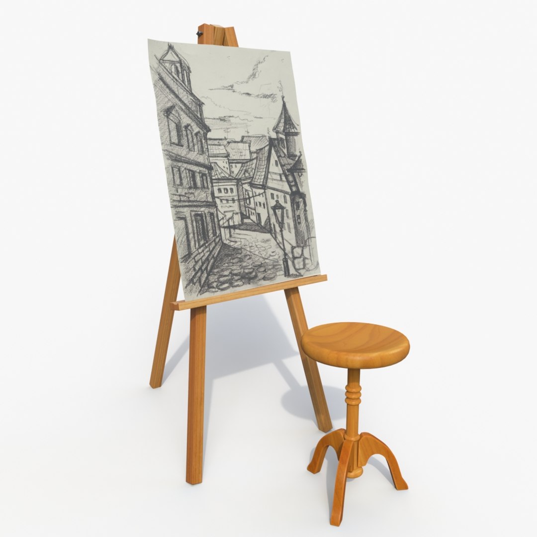 3D easel stool - TurboSquid 1164331