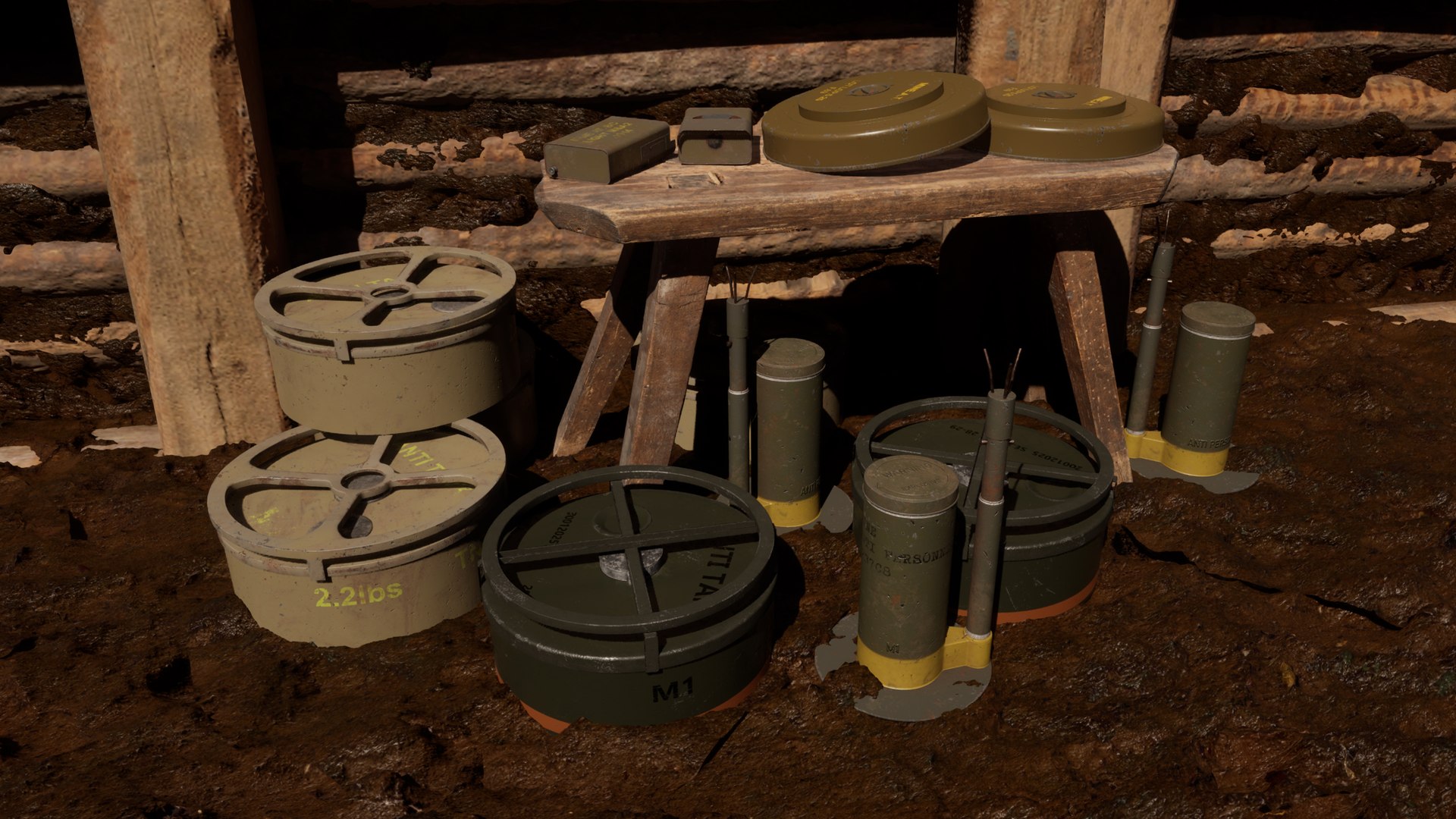 US WW2 Mine Pack Model - TurboSquid 2353059