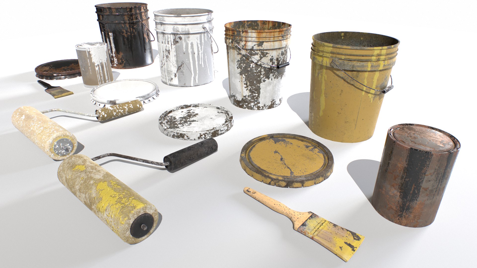 3D Old Paint Tools Junk - TurboSquid 1982599