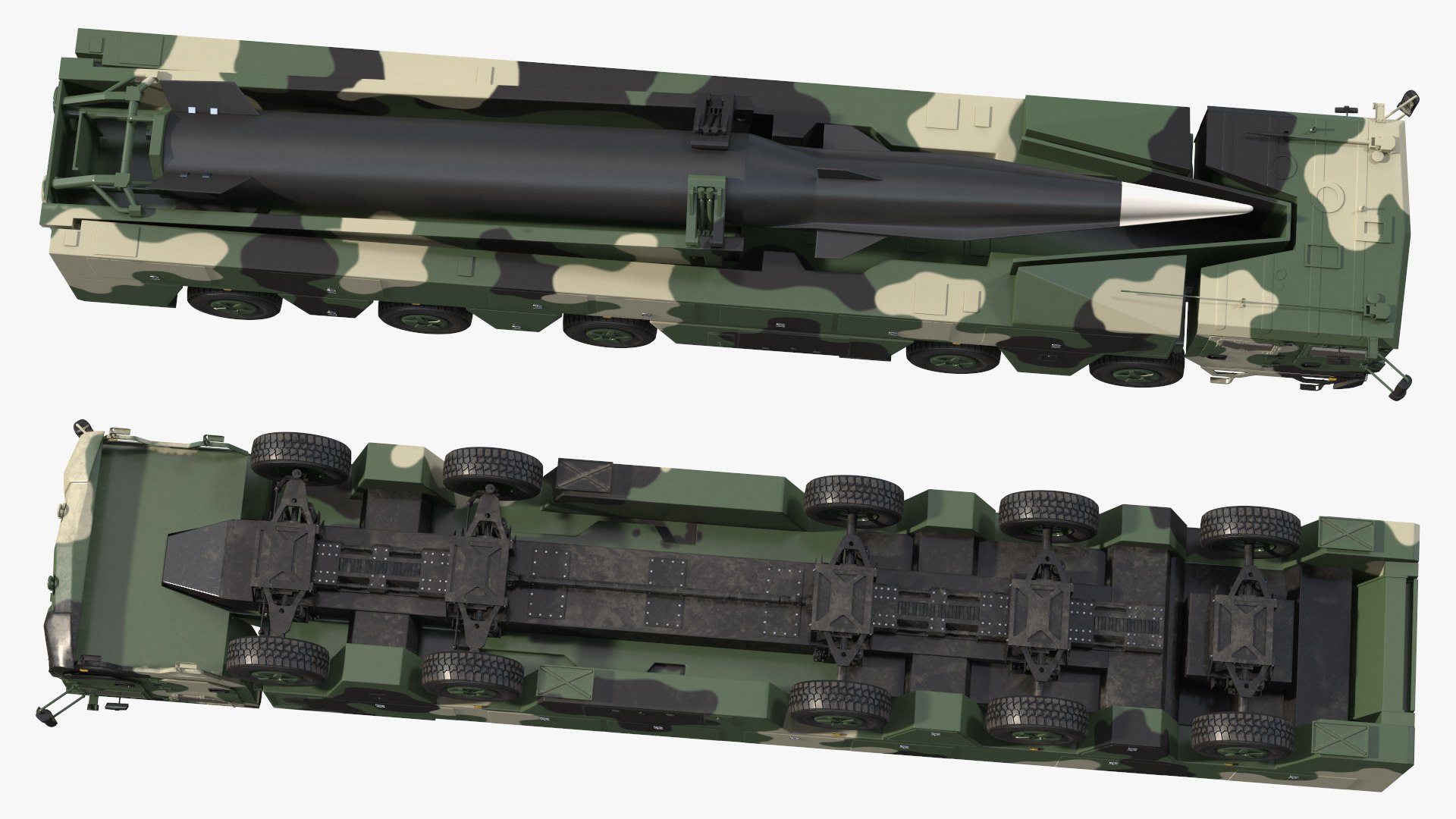 Ballistic Missile on Road Mobile Vehicle Rigged for Maya model ...