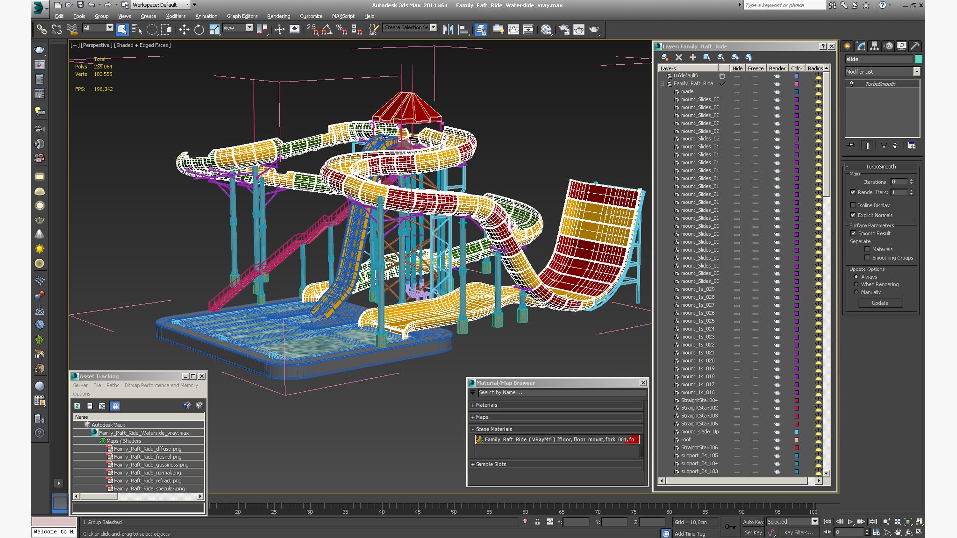 3D family raft ride waterslide - TurboSquid 1486693