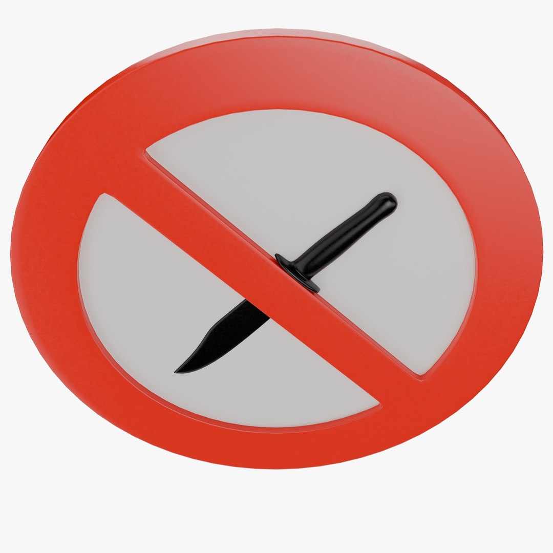 No Knife - Knife Prohibition Sign Weapon Ban 3D Model - TurboSquid 2344528