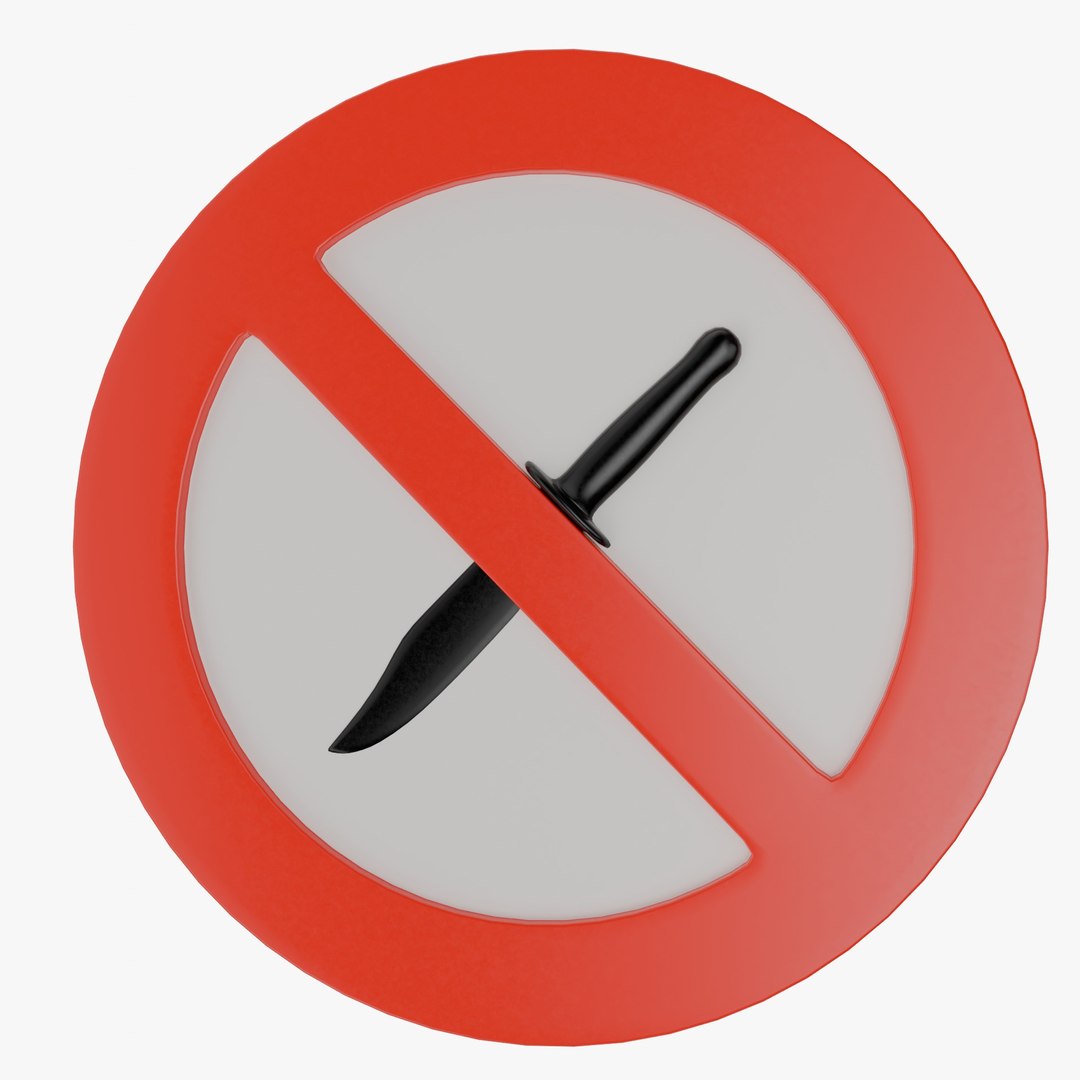 No Knife - Knife Prohibition Sign Weapon Ban 3D Model - TurboSquid 2344528