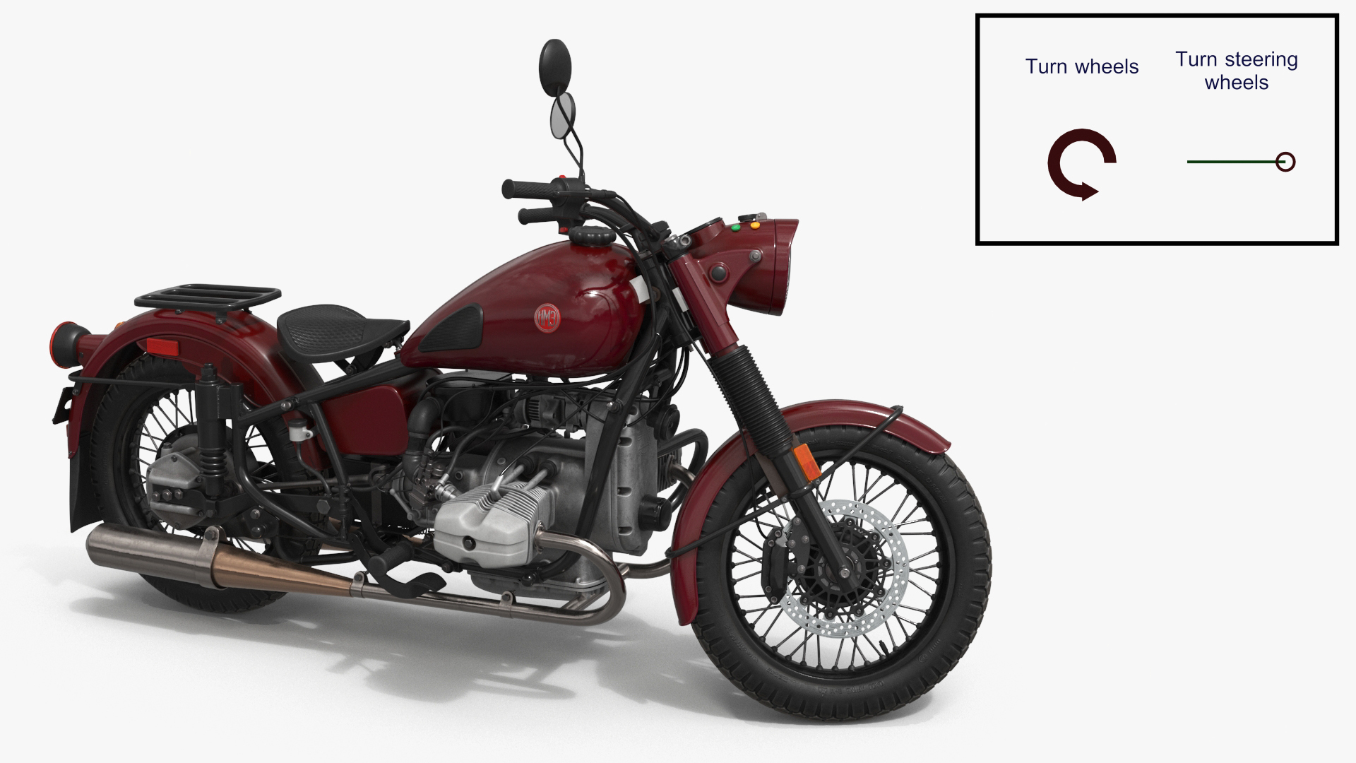 Retro Ural M70 Motorbike Maroon Rigged 3D Model - TurboSquid 2399586