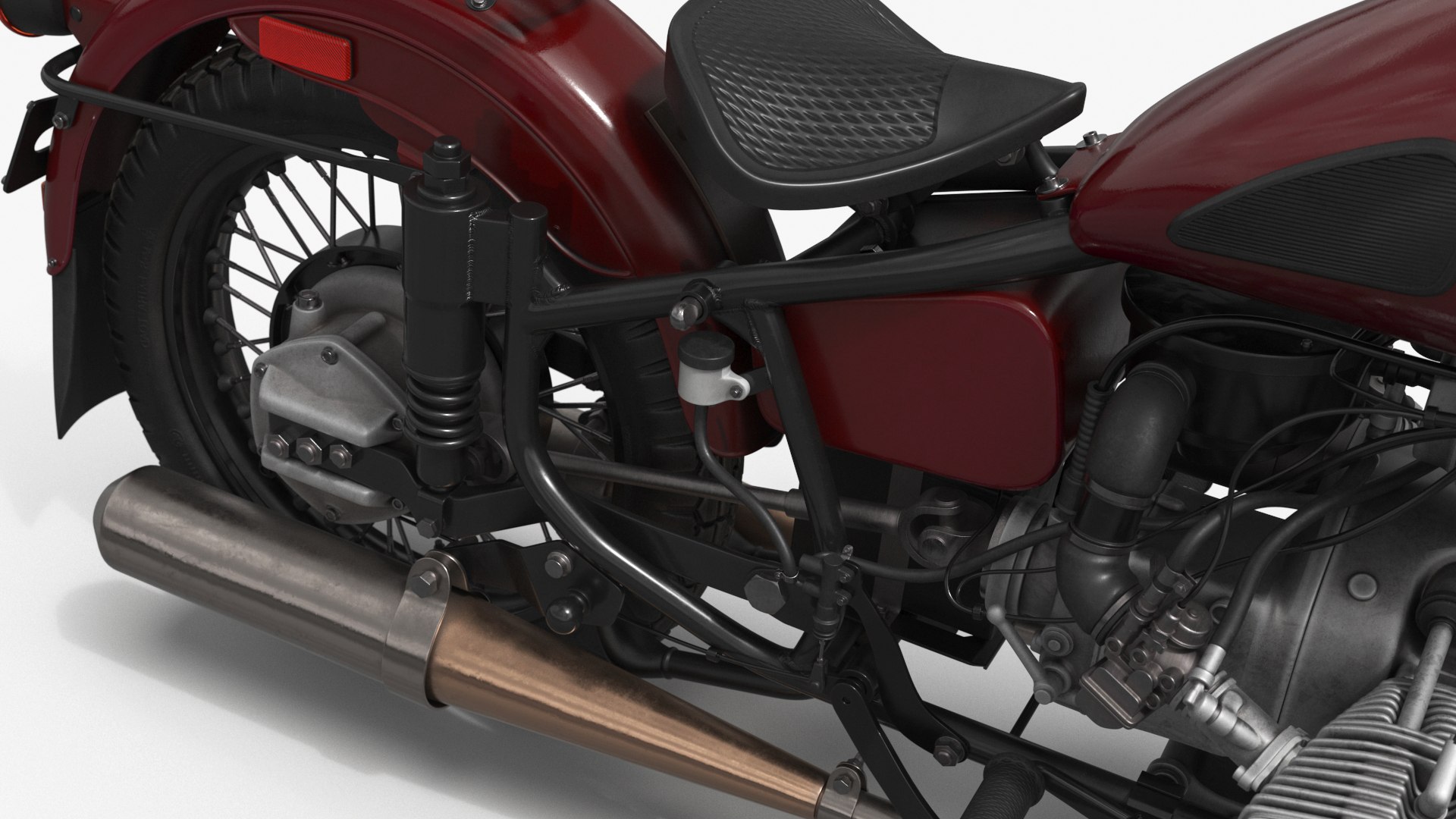 Retro Ural M70 Motorbike Maroon Rigged 3D Model - TurboSquid 2399586