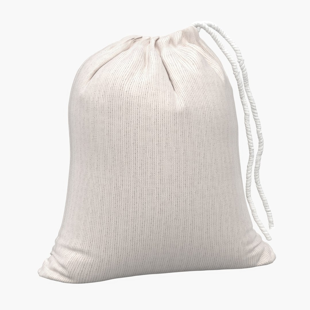 Muslin Bags Cotton Drawstring Bags Sachet Bag 3D Model - TurboSquid 2087896