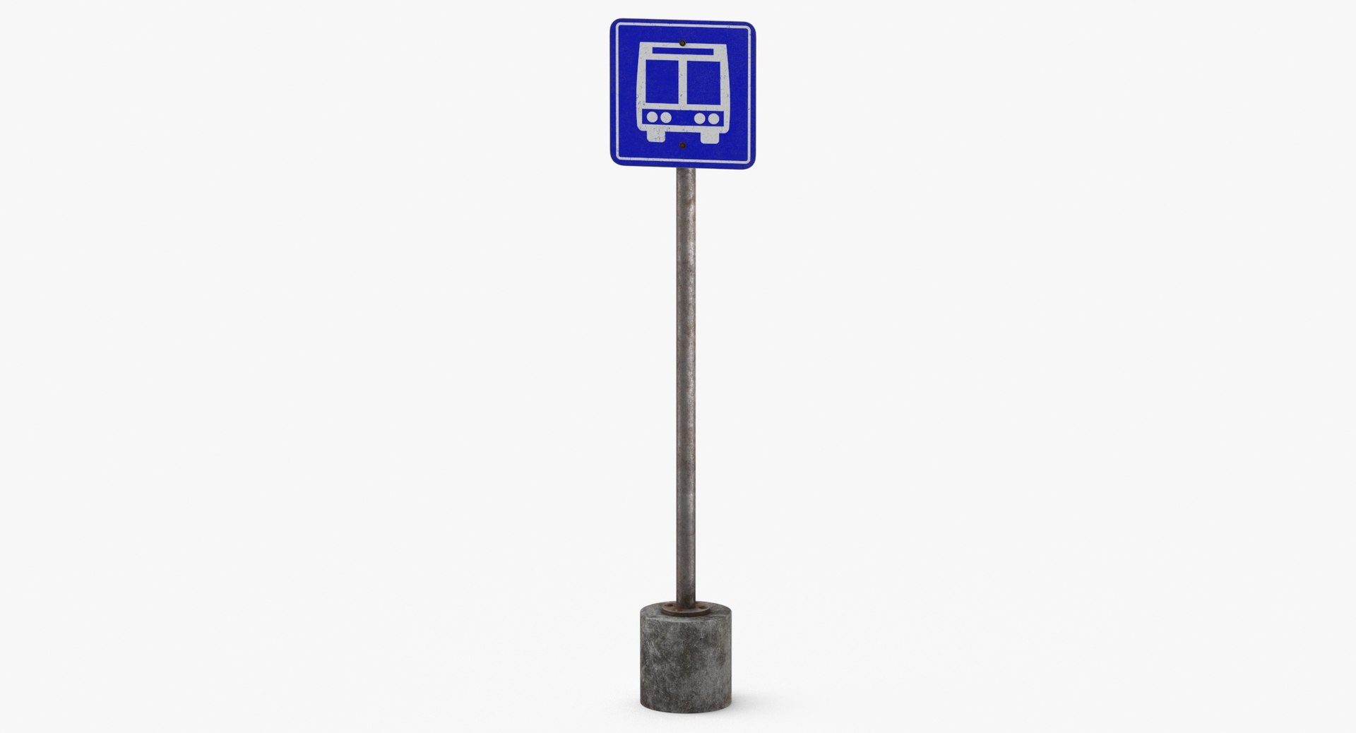 3D Model Bus Stop Signs 01 Cylinder Square And U Shape Pole1 ...
