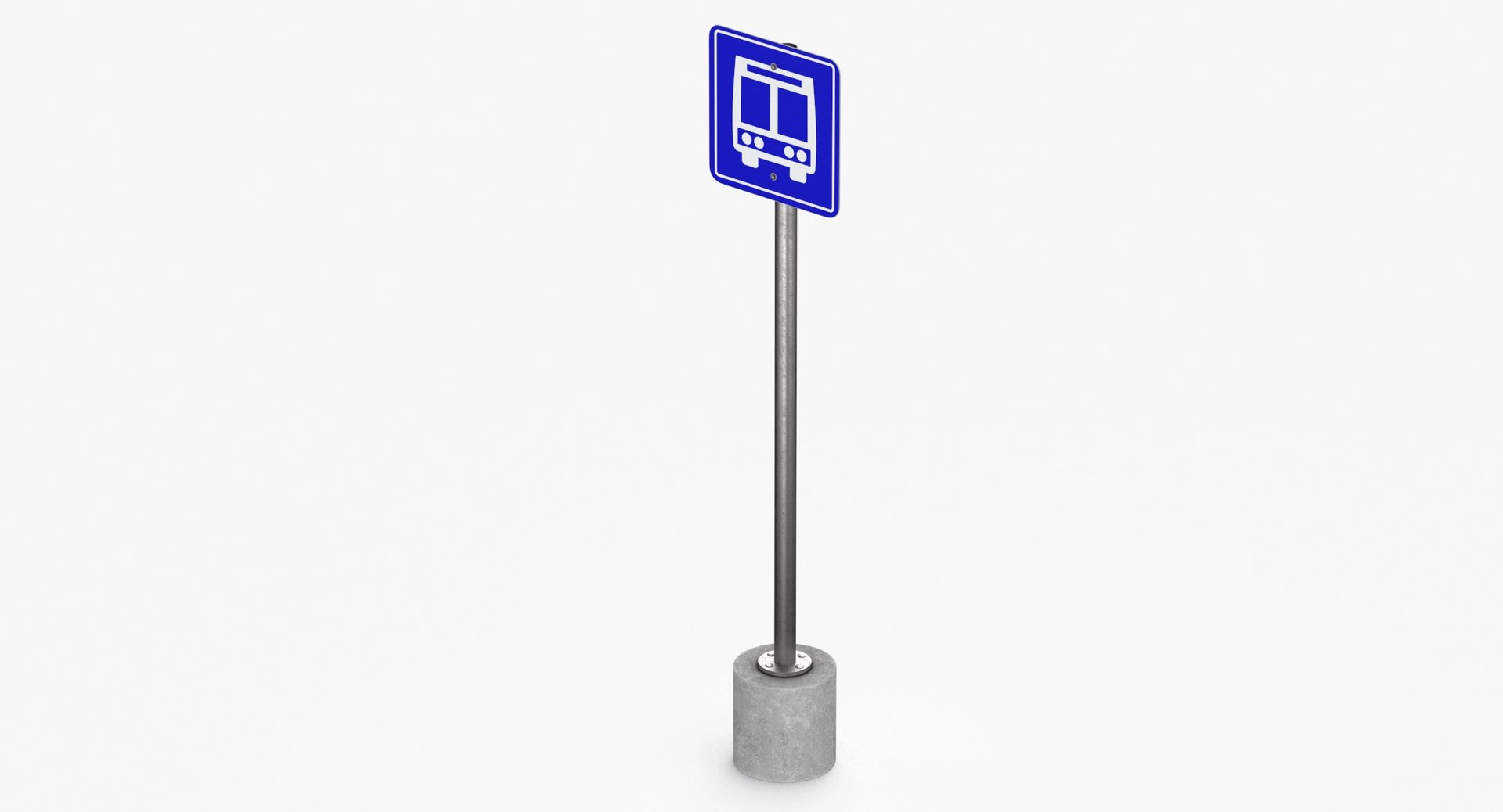 3D Model Bus Stop Signs 01 Cylinder Square And U Shape Pole1 ...