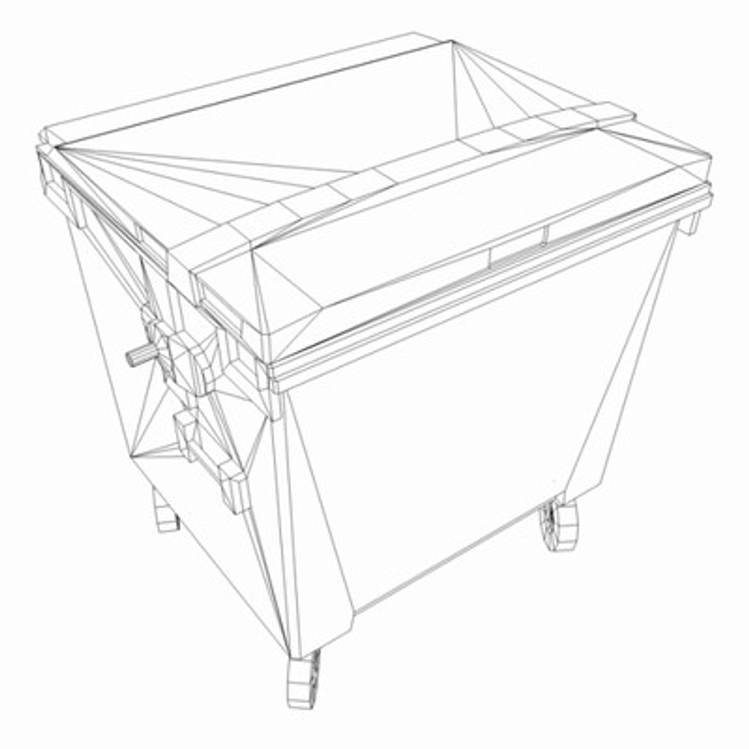 3d Model Of 4 Garbage Containers