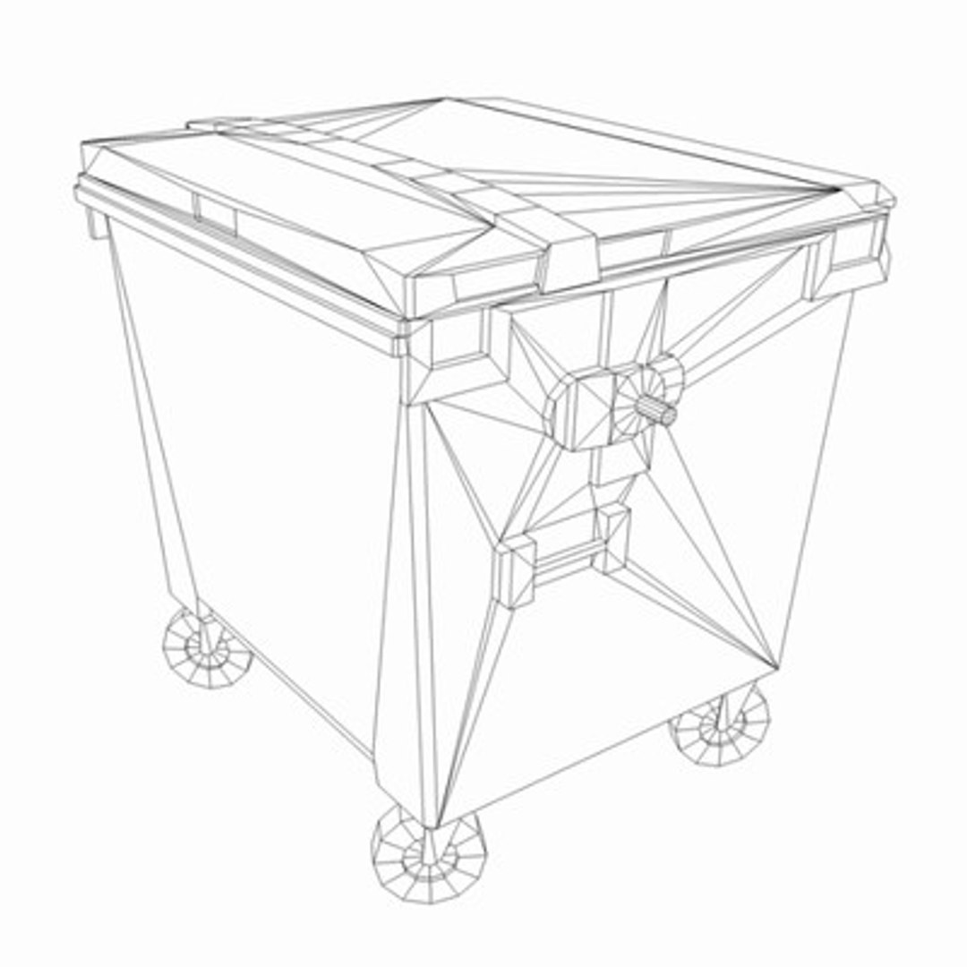 3d Model Of 4 Garbage Containers