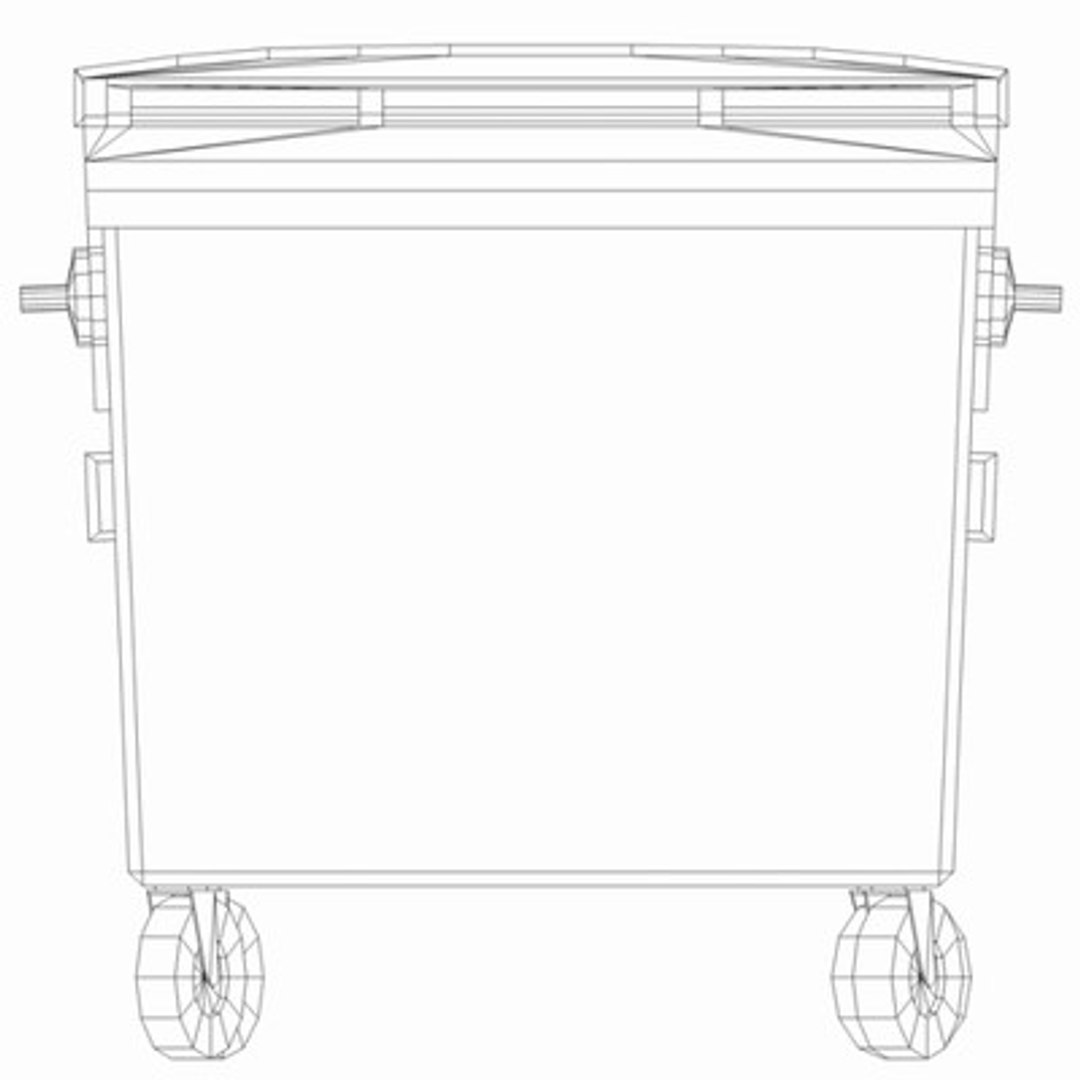 3d Model Of 4 Garbage Containers
