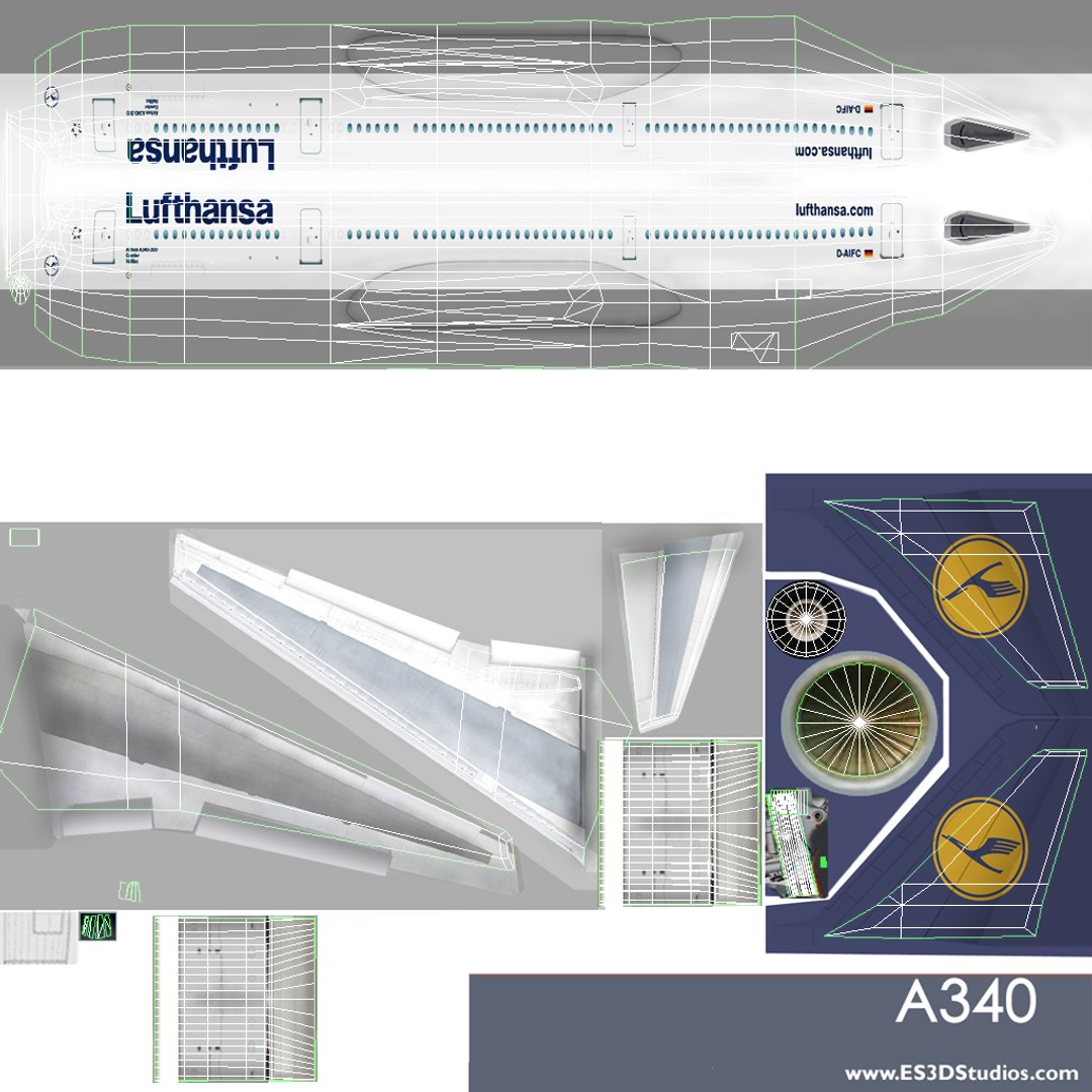 3d Max Airbus A340-300 Lufthansa