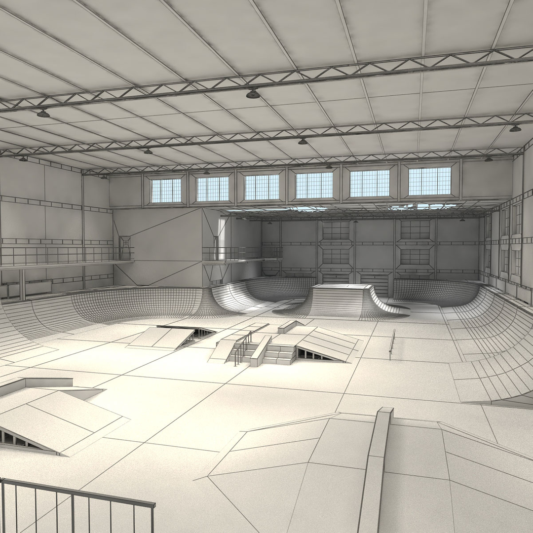 skate park warehouse interior 3d max
