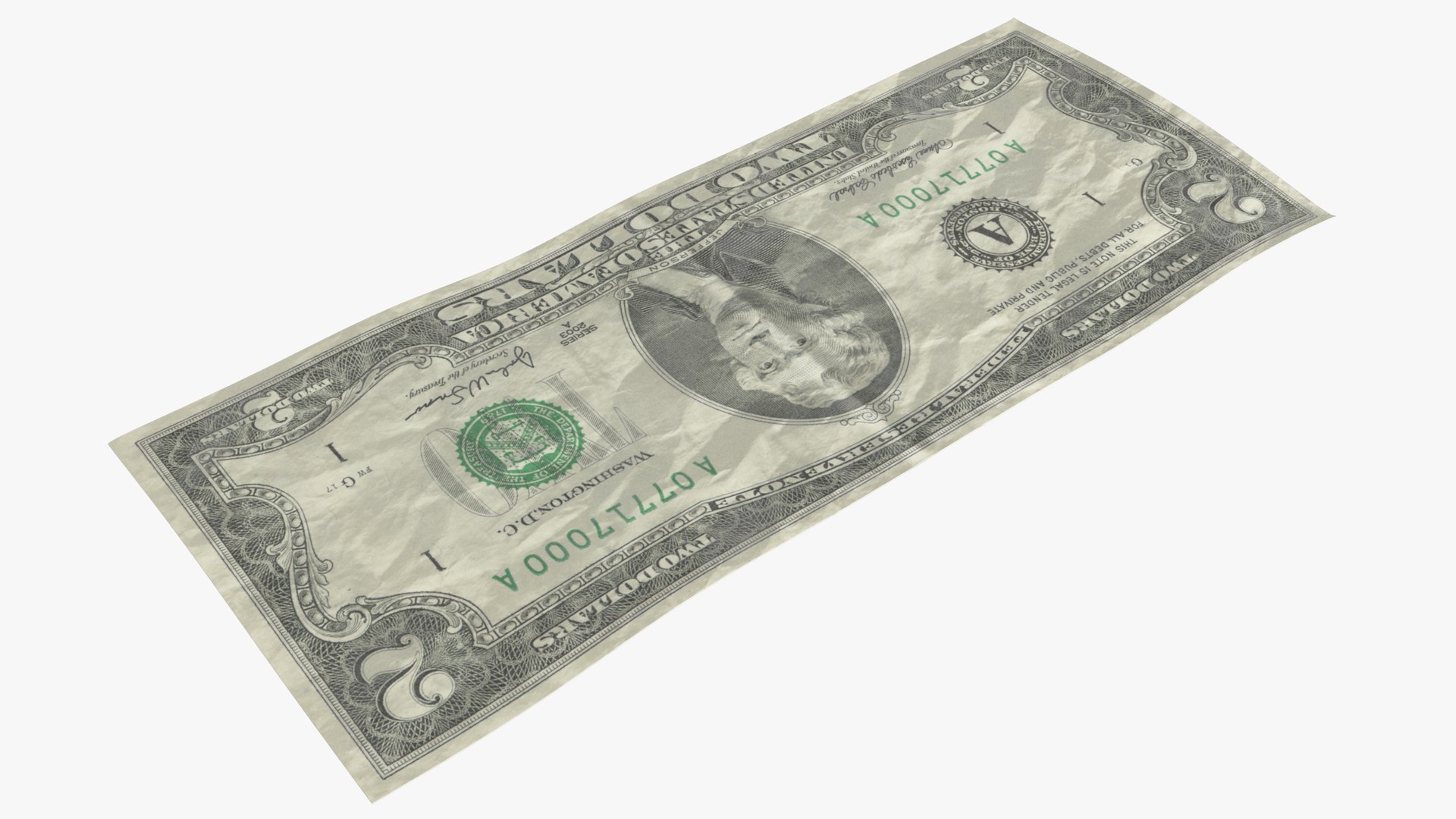 3D dollar bill crumpled model - TurboSquid 1592734