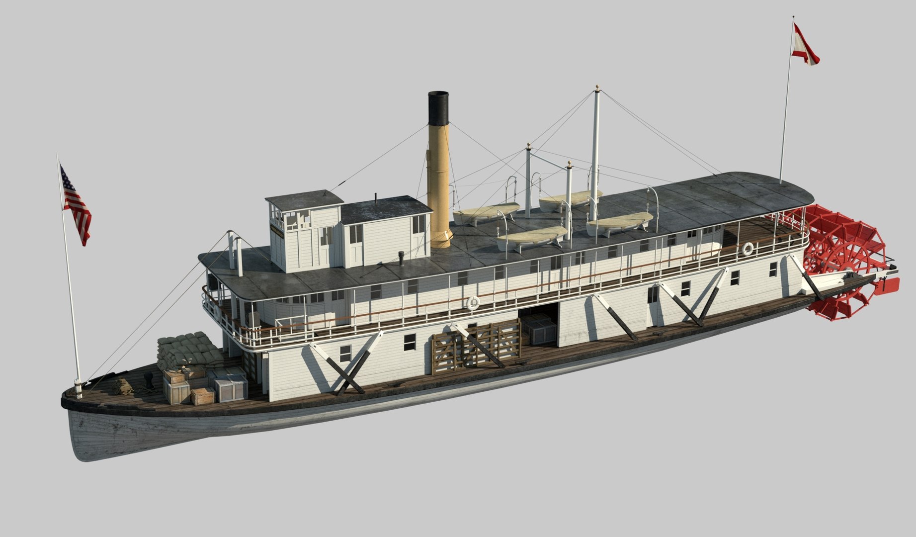 Steamboat Stern Wheeler 3D Model - TurboSquid 1295057