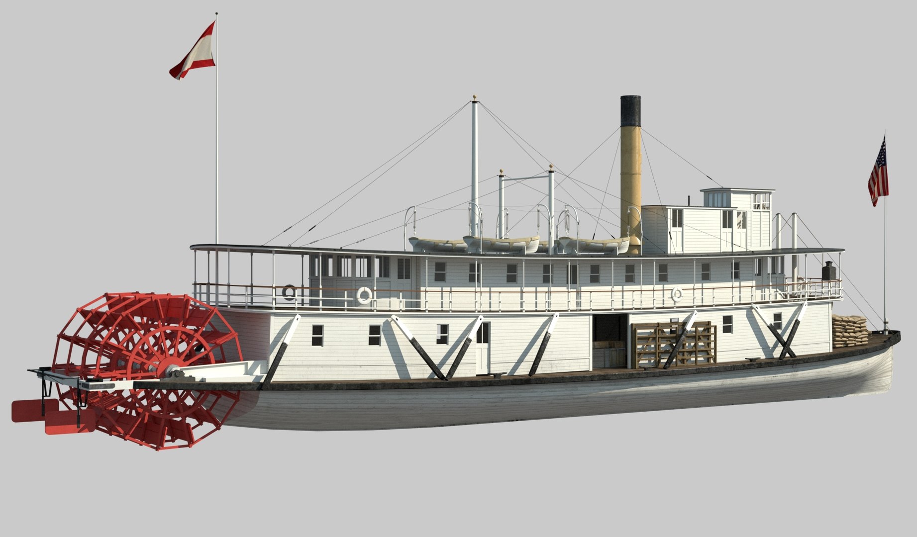Steamboat Stern Wheeler 3D Model - TurboSquid 1295057