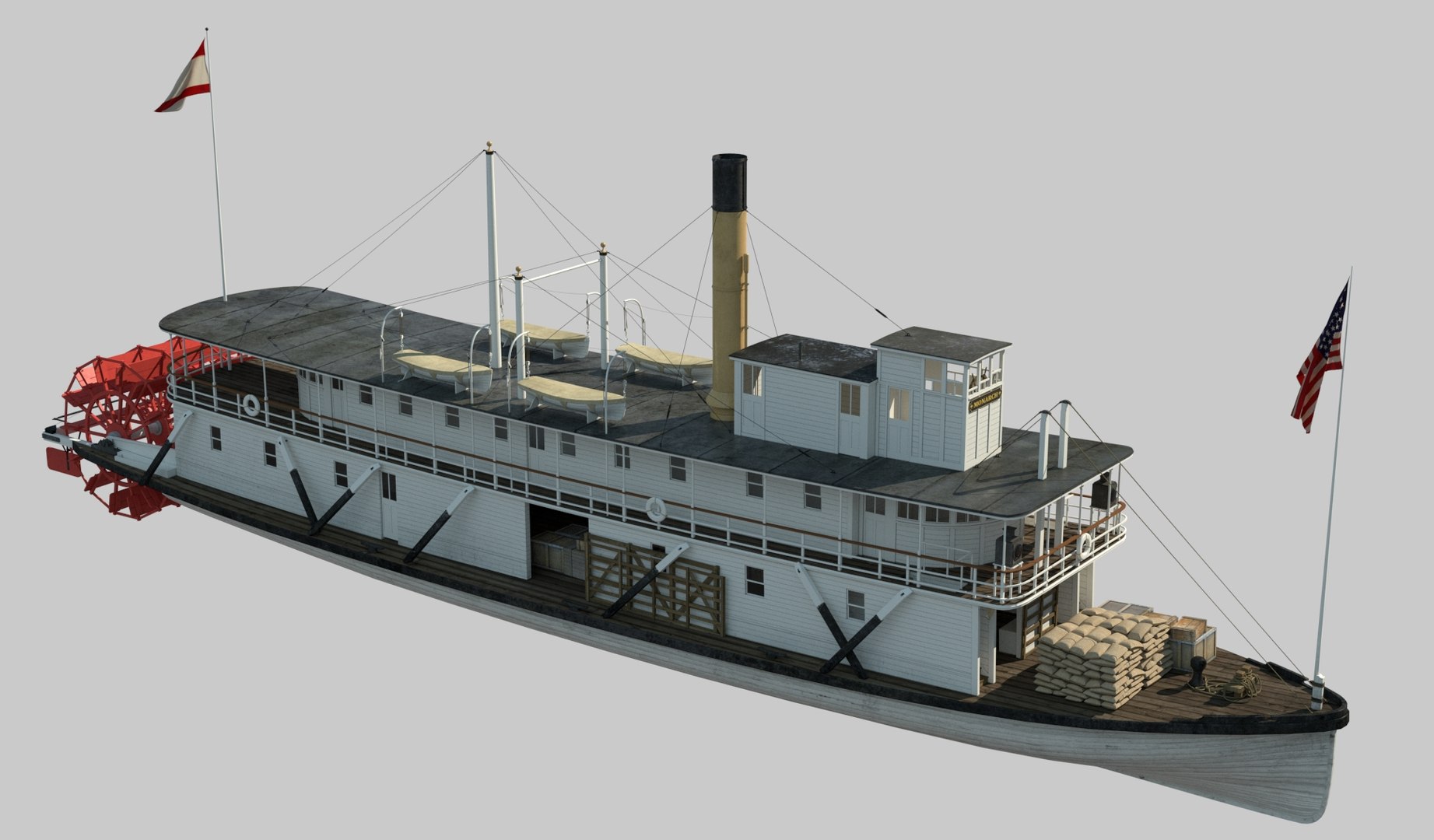 Steamboat Stern Wheeler 3D Model - TurboSquid 1295057