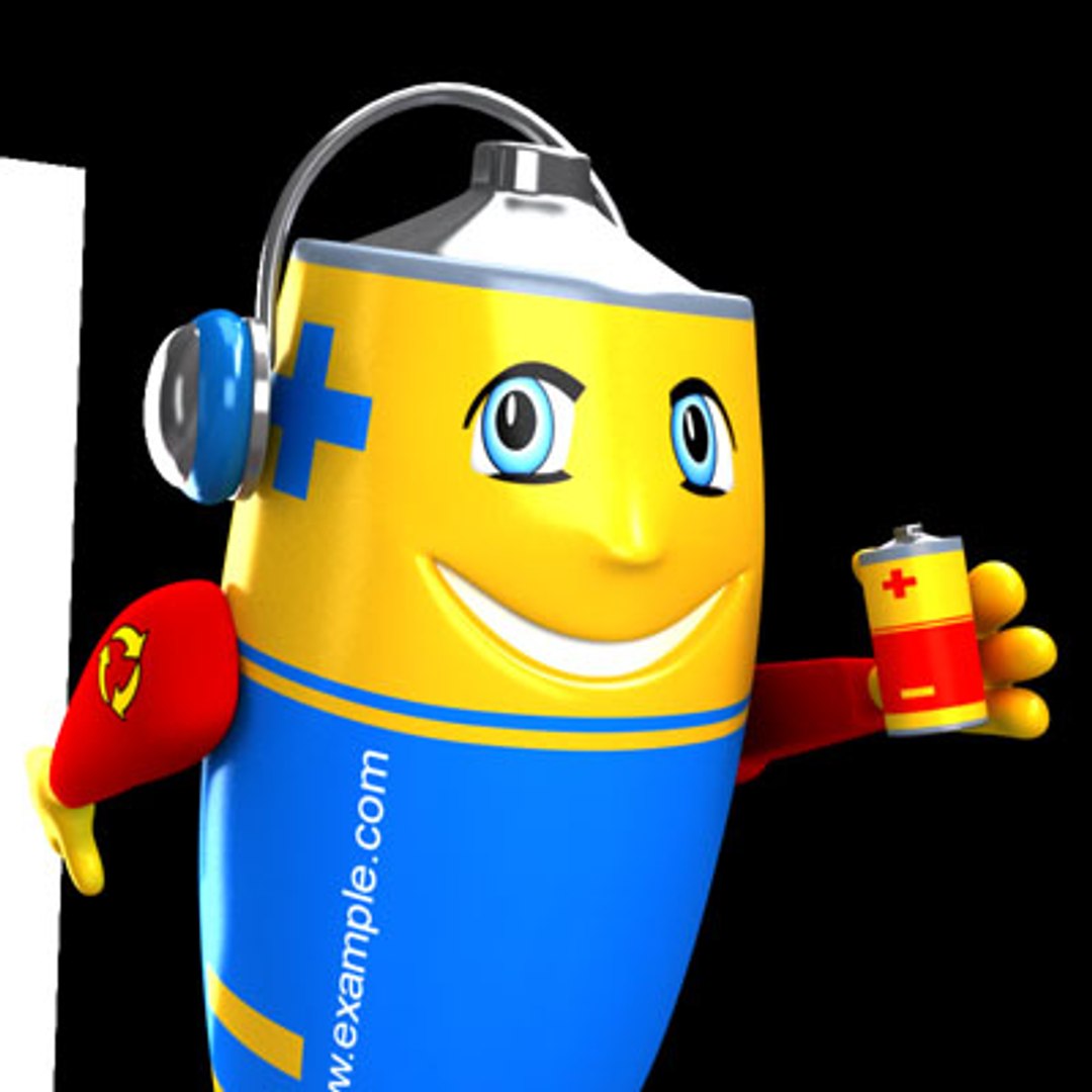 3d Cartoon Battery Model