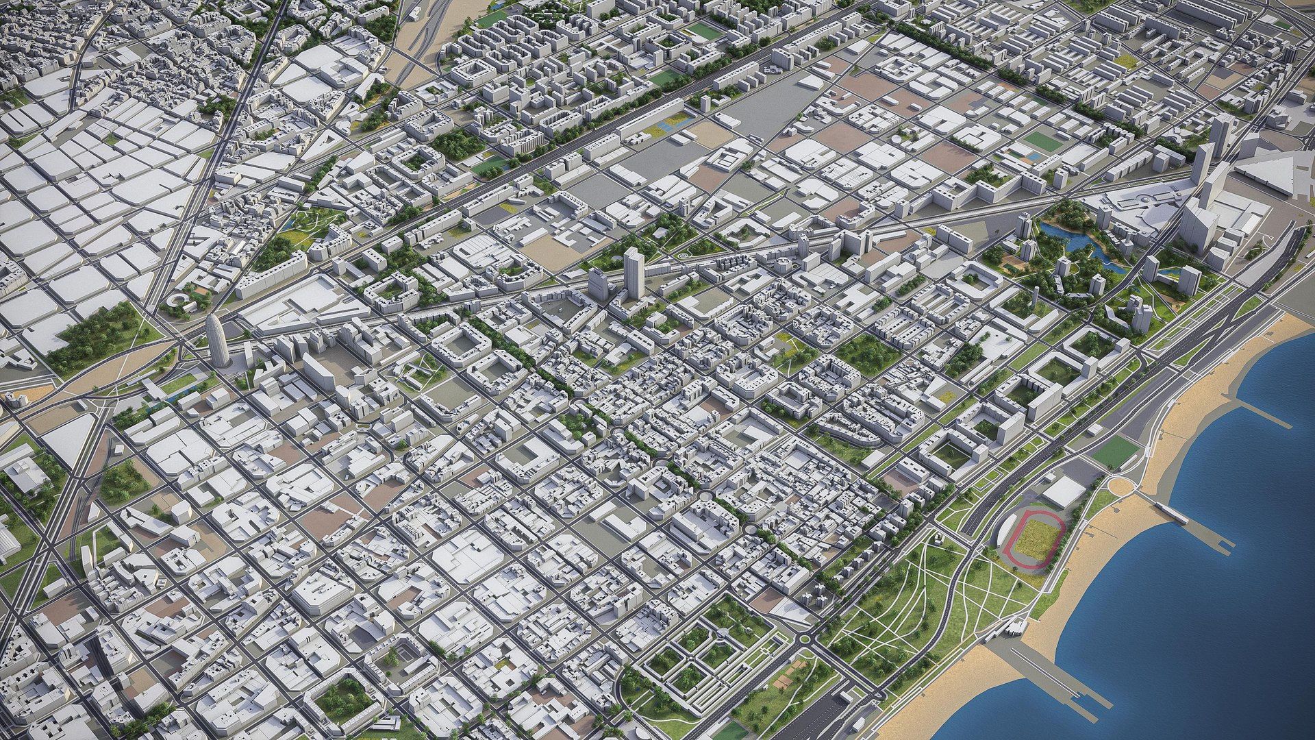 City Barcelona Surrounding - 3D Model - TurboSquid 1407625