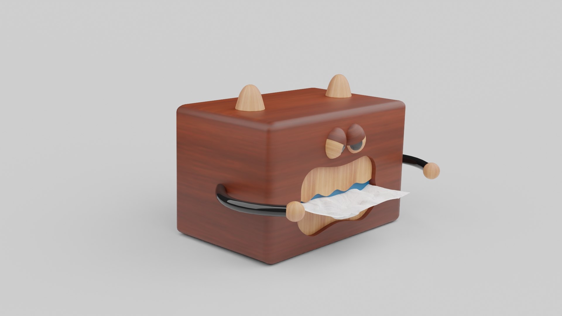 Wooden Carving Cartoon Tissue Box Theme Showpiece model - TurboSquid ...