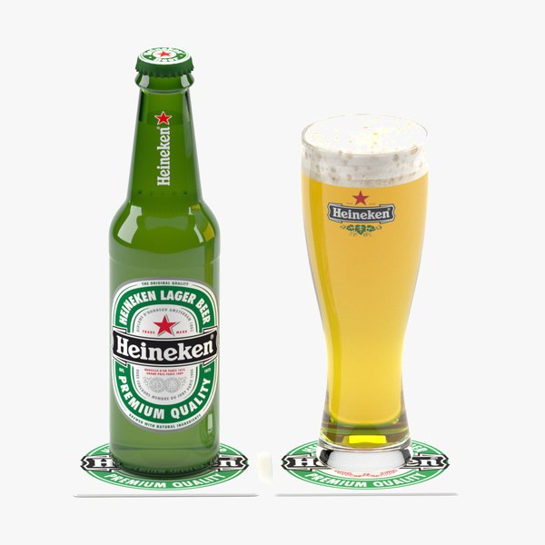 3D Heineken Beer Bottle With Glass Realistic model - TurboSquid 2012966