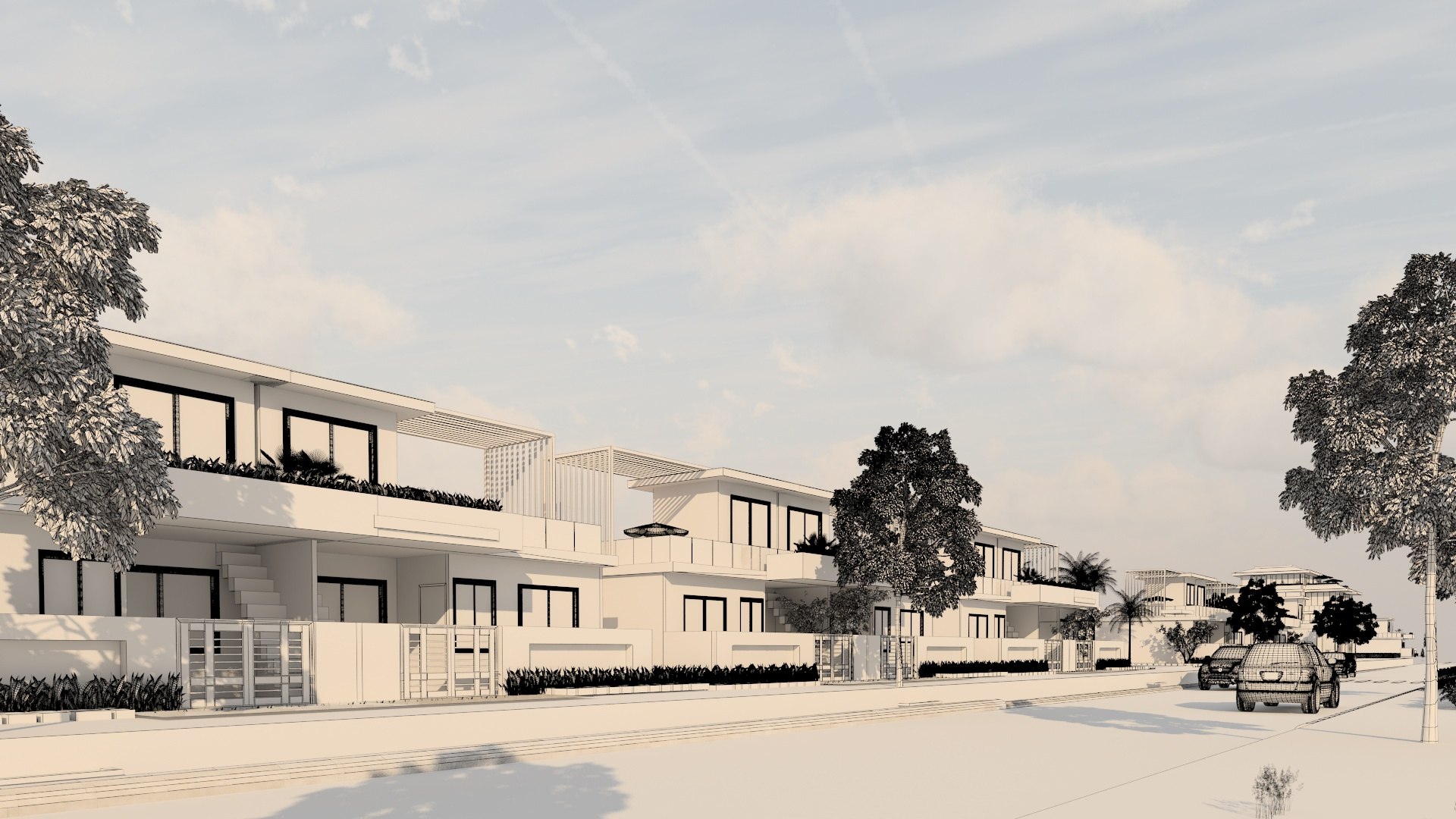 3D Colony Street House Elevation Architecture 3D Model Model ...