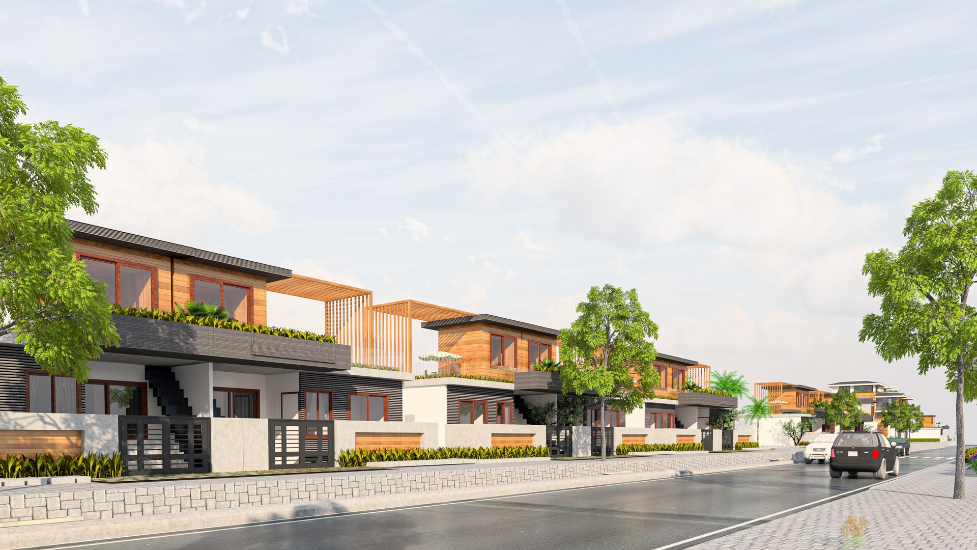 3D Colony Street House Elevation Architecture 3D Model Model ...
