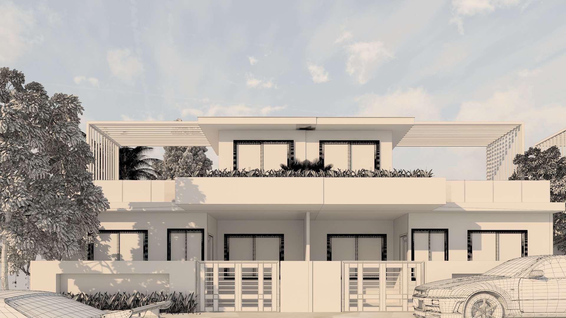 3D Colony Street House Elevation Architecture 3D Model Model ...