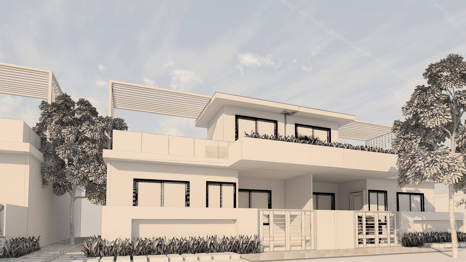 3D Colony Street House Elevation Architecture 3D Model Model ...