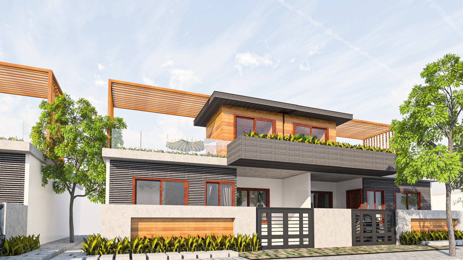 3D Colony Street House Elevation Architecture 3D Model Model ...