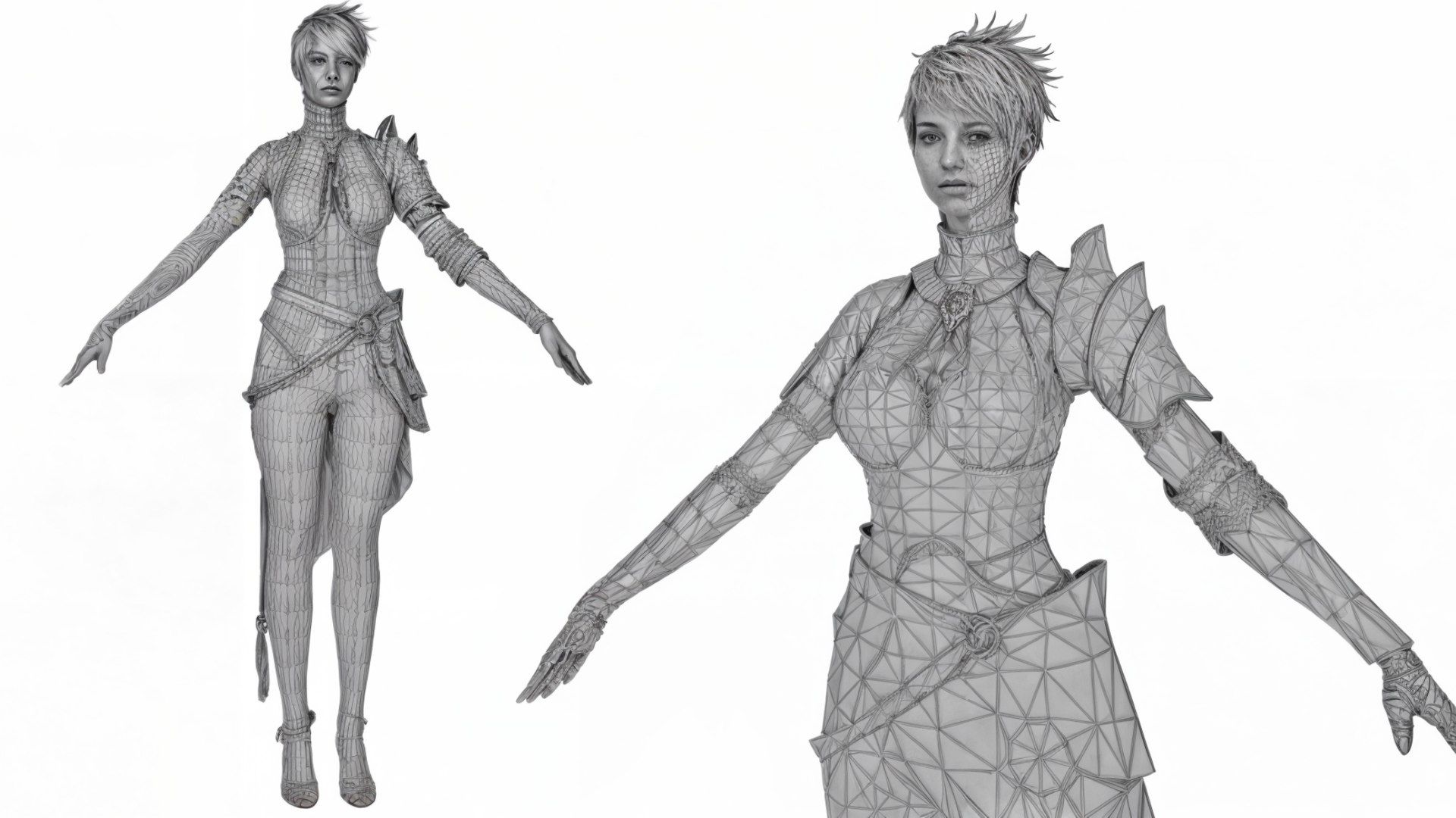 CG Woman Warrior Beauty Female Character Low-poly 3D Model 3D Model ...