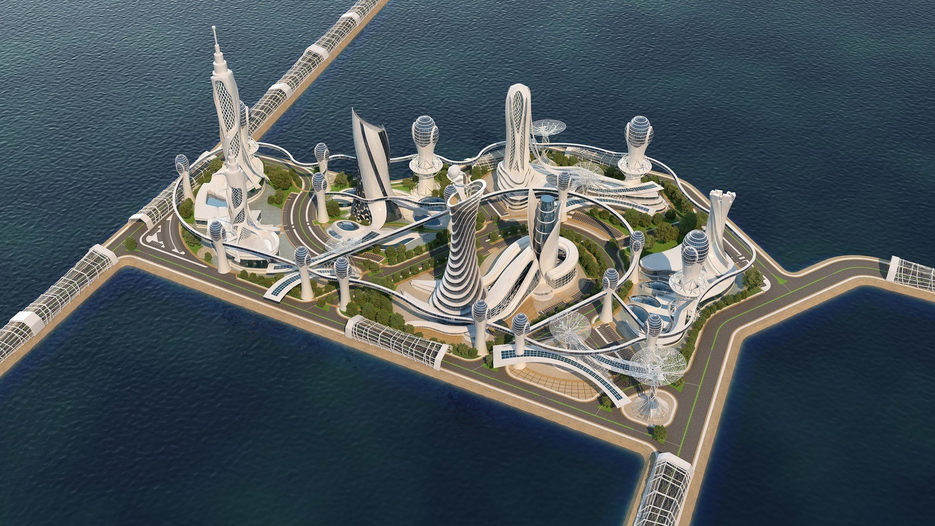 3 Full Scenes - Future City Island - Bundle 3D Models Collection 3D ...