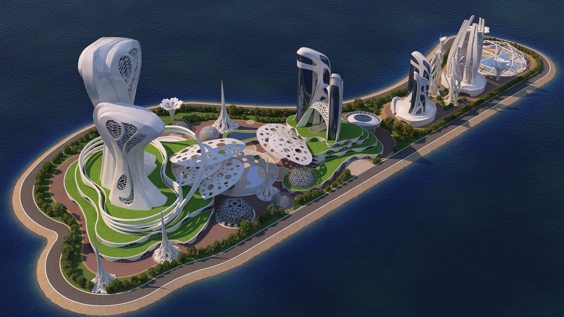3 Full Scenes - Future City Island - Bundle 3D Models Collection 3D ...
