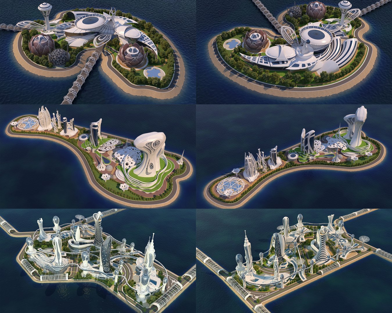 3 Full Scenes - Future City Island - Bundle 3D Models Collection 3D ...