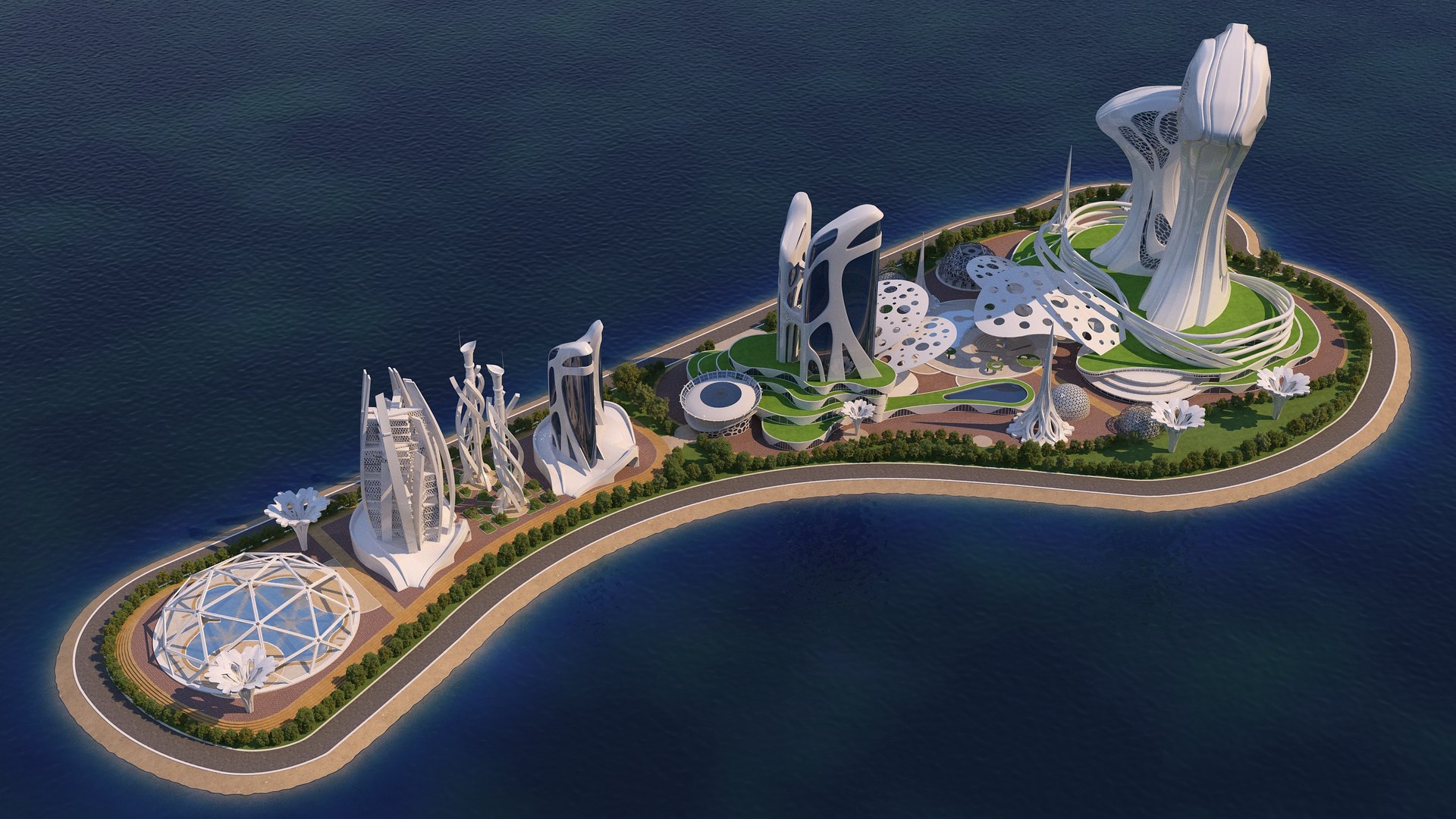 3 Full Scenes - Future City Island - Bundle 3D Models Collection 3D ...