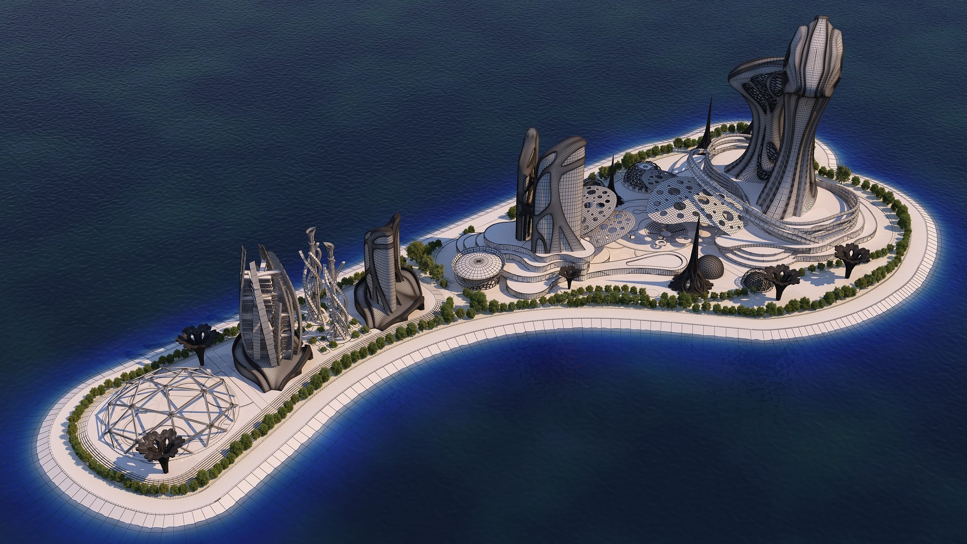 3 Full Scenes - Future City Island - Bundle 3D Models Collection 3D ...