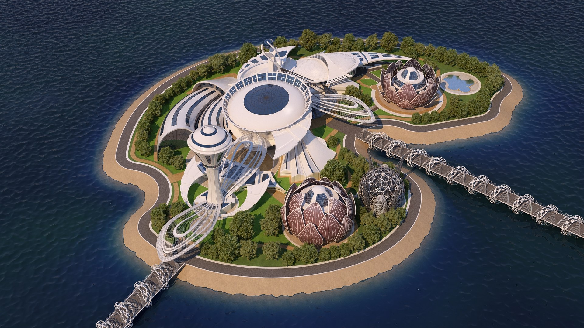 3 Full Scenes - Future City Island - Bundle 3D Models Collection 3D ...
