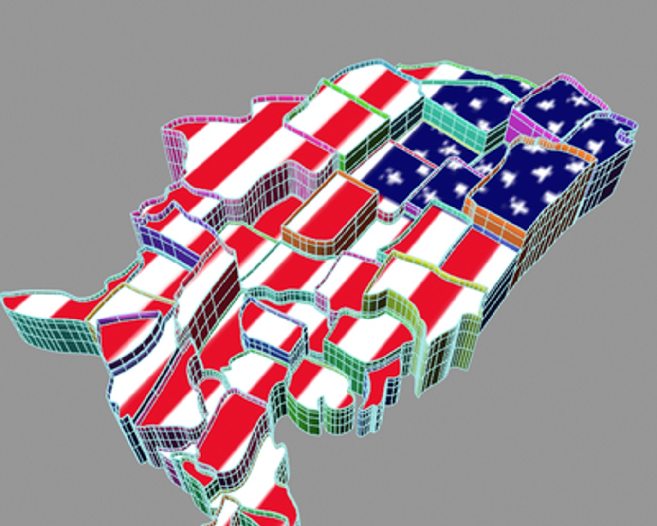 beveled animation mapped usa flag 3d model