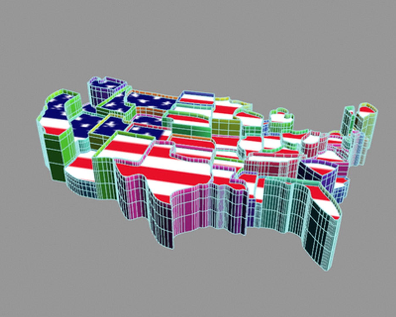 beveled animation mapped usa flag 3d model