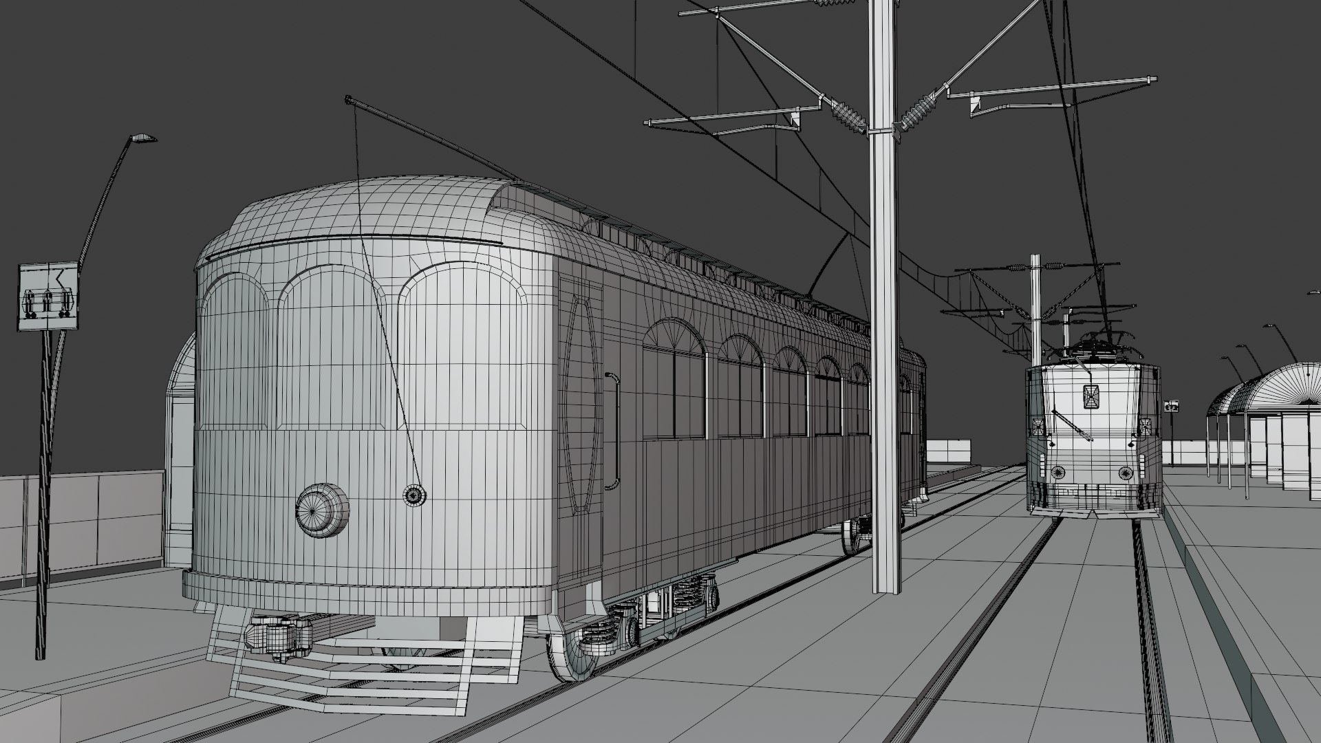 Station With Historical And Modern Tram Model - TurboSquid 2175842
