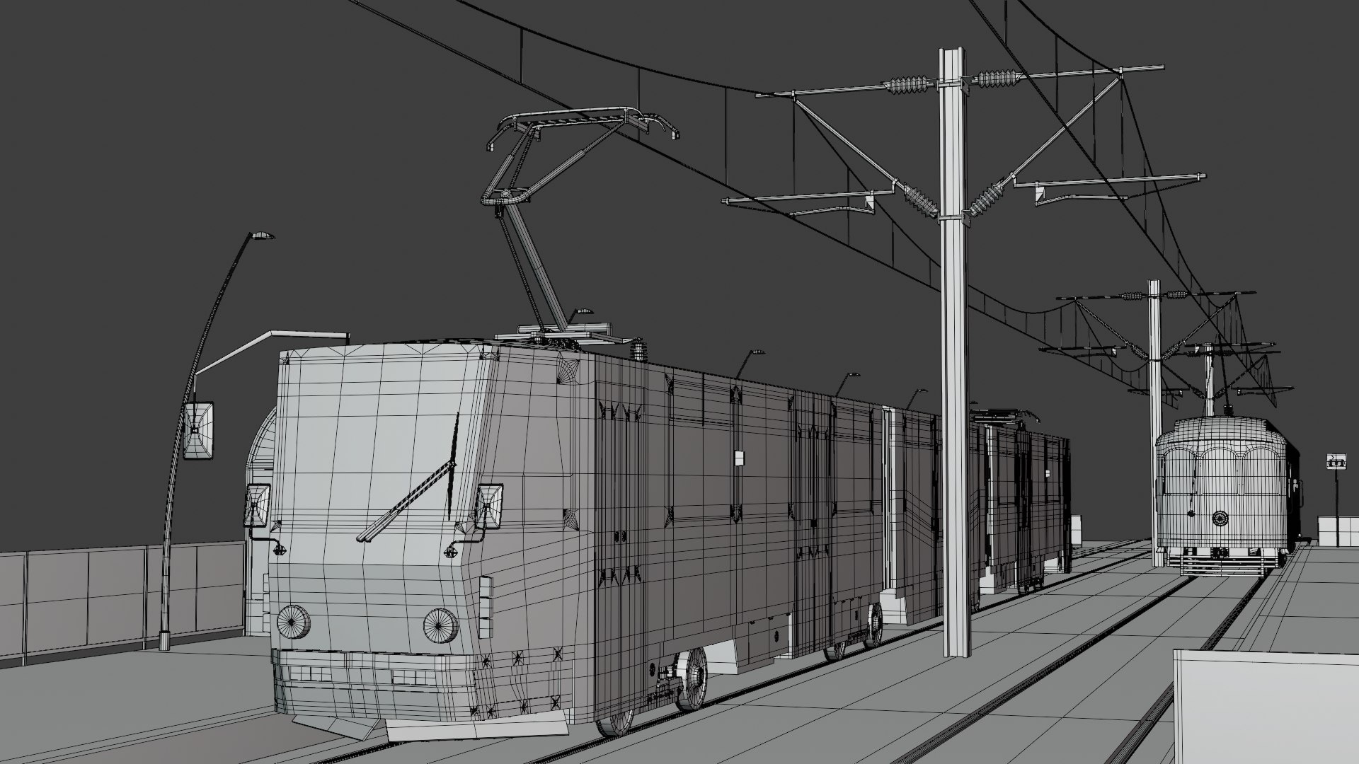 Station With Historical And Modern Tram Model - TurboSquid 2175842