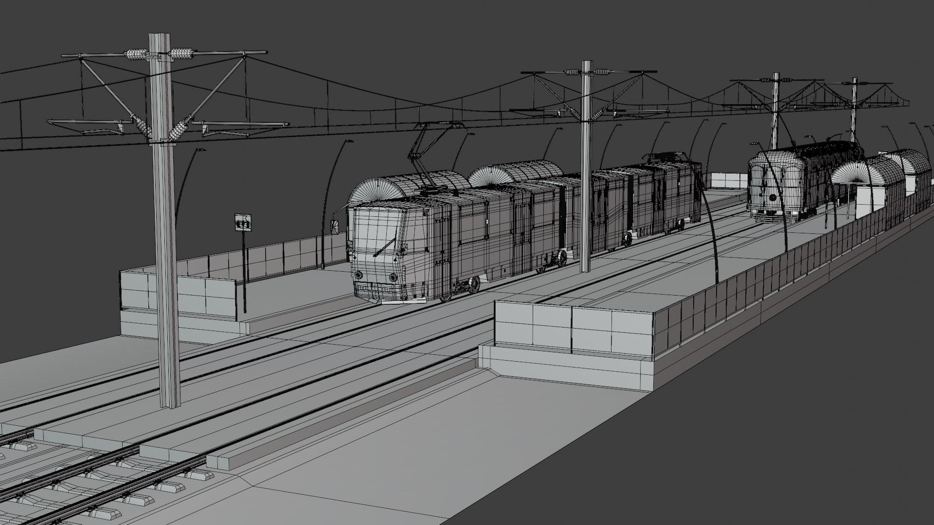 Station With Historical And Modern Tram Model - TurboSquid 2175842
