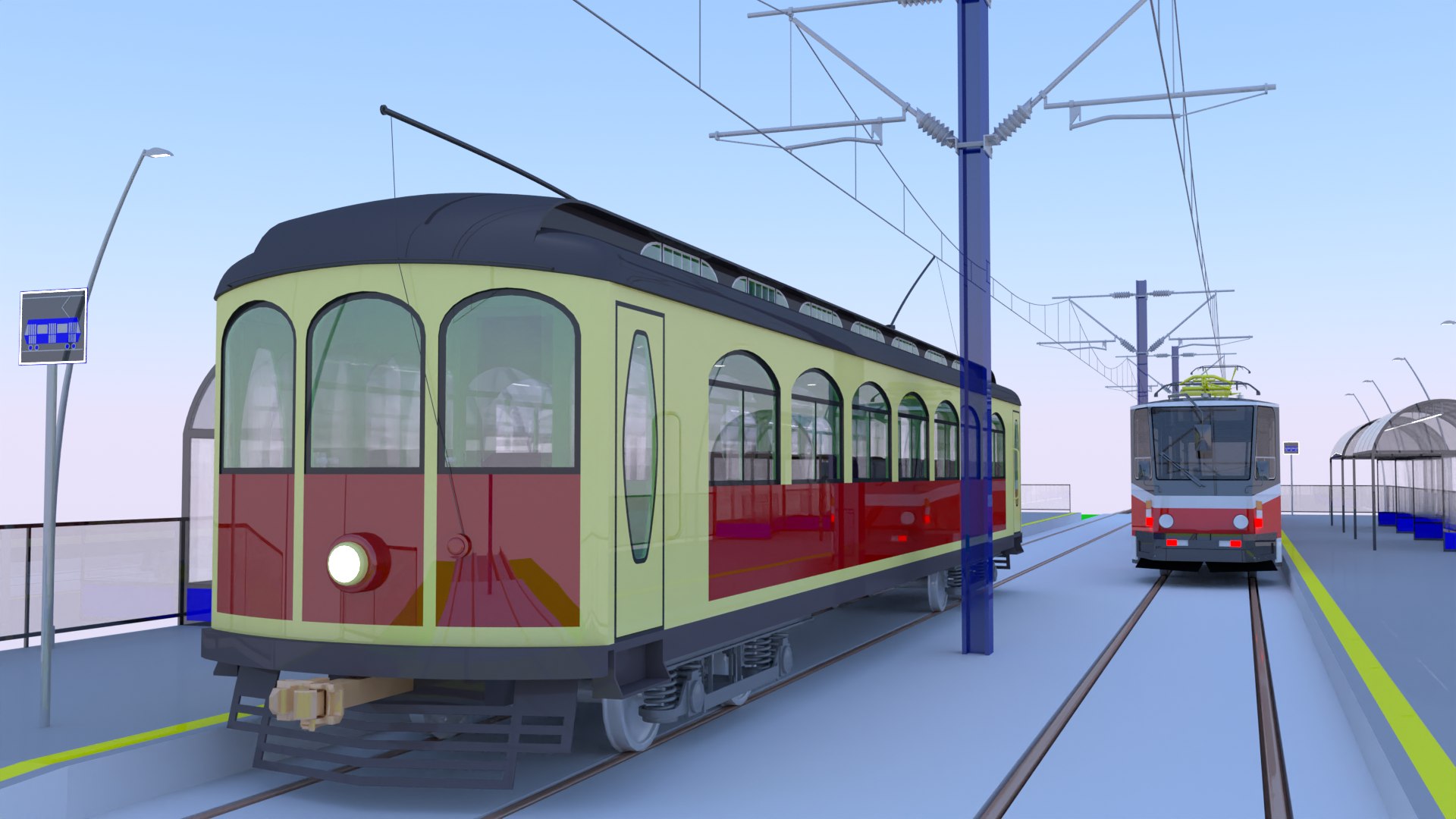 Station With Historical And Modern Tram Model - TurboSquid 2175842