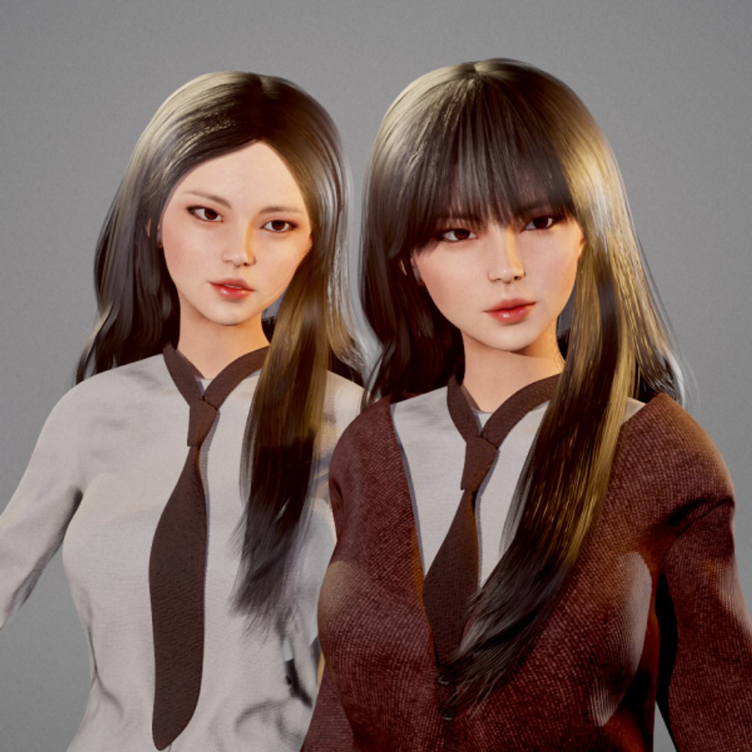 School Girls - SRF Series Female Modular Characters 3D Model ...