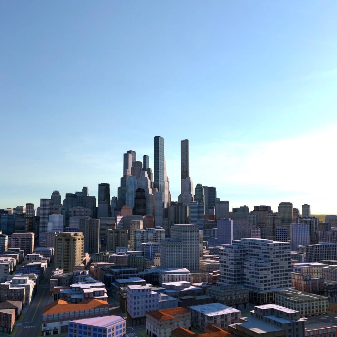 Town City Cityscape 3D Model - TurboSquid 1496624