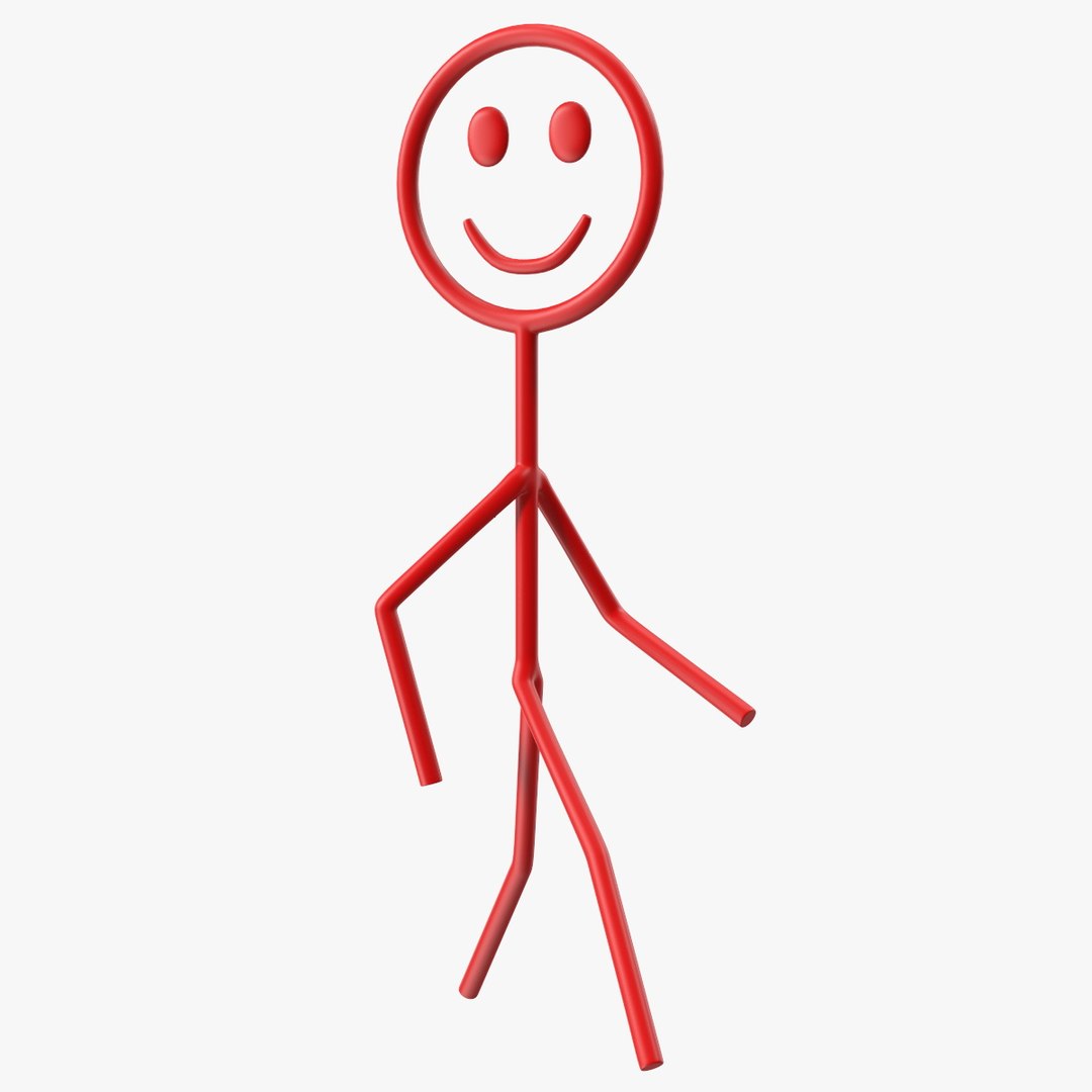 3D Walking Figure Stickman Red - TurboSquid 2079990