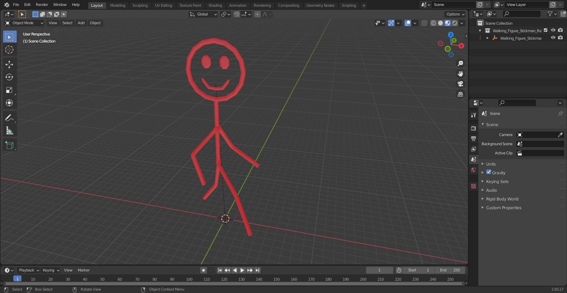 3D Walking Figure Stickman Red - TurboSquid 2079990